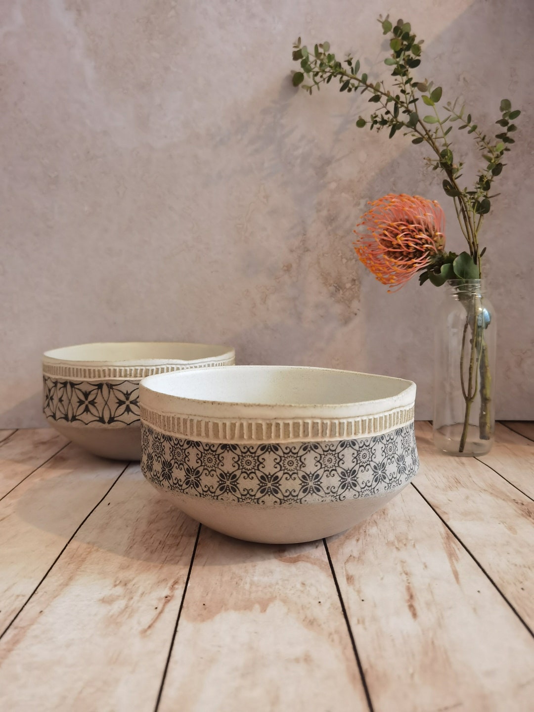 ONE Unique Bowl, Rustic Handmade Pottery, Tall Pottery Serving Bowl ...