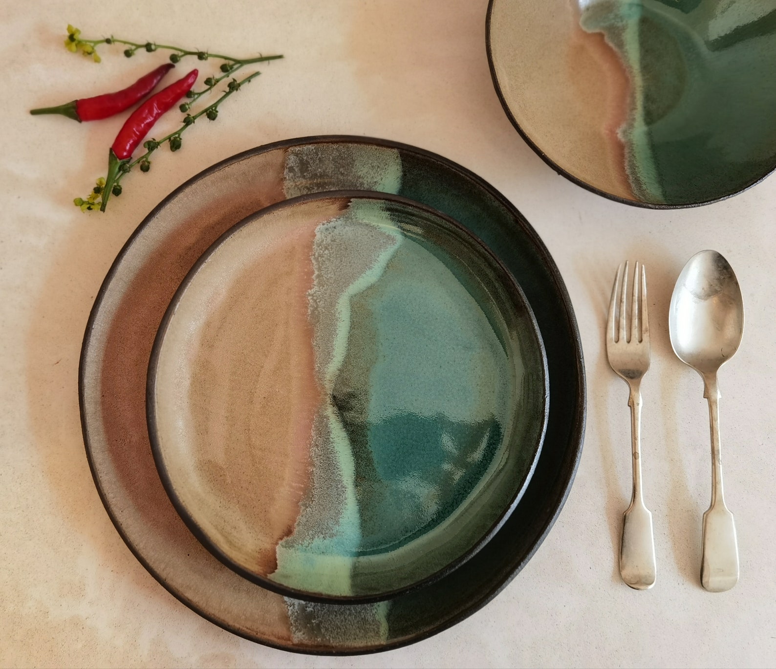 Ceramic Serving Dish Set Modern Ceramic Dinnerware Set Beige - Etsy