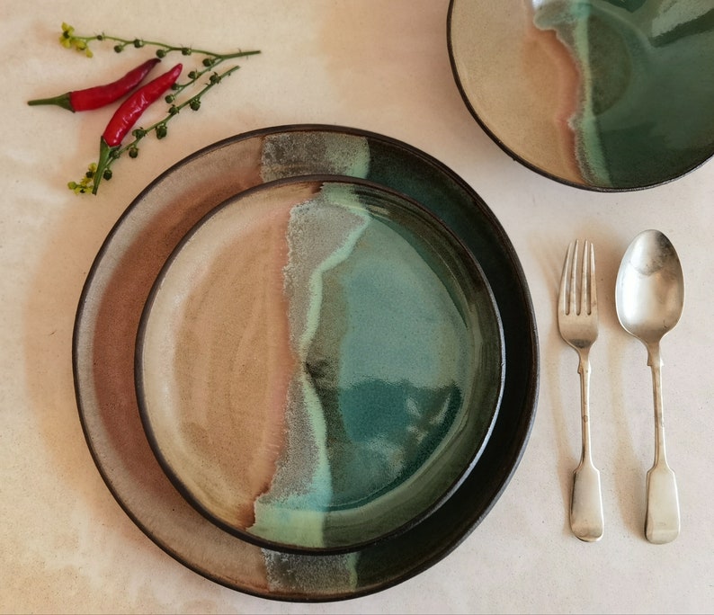 Ceramic Serving Dish Set Modern Ceramic Dinnerware Set Beige - Etsy