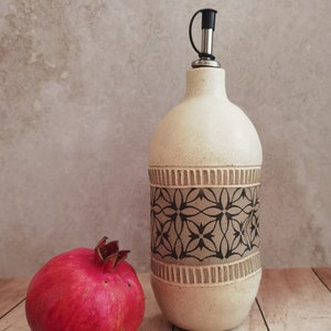 Ceramic Oil Bottle, Handmade Pottery, Rustic Oil Bottle, Olive Oil ...