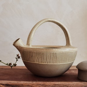 Light Brown Ceramic Teapot Set, Handmade Tea Cups Set, Teapot Set for ...