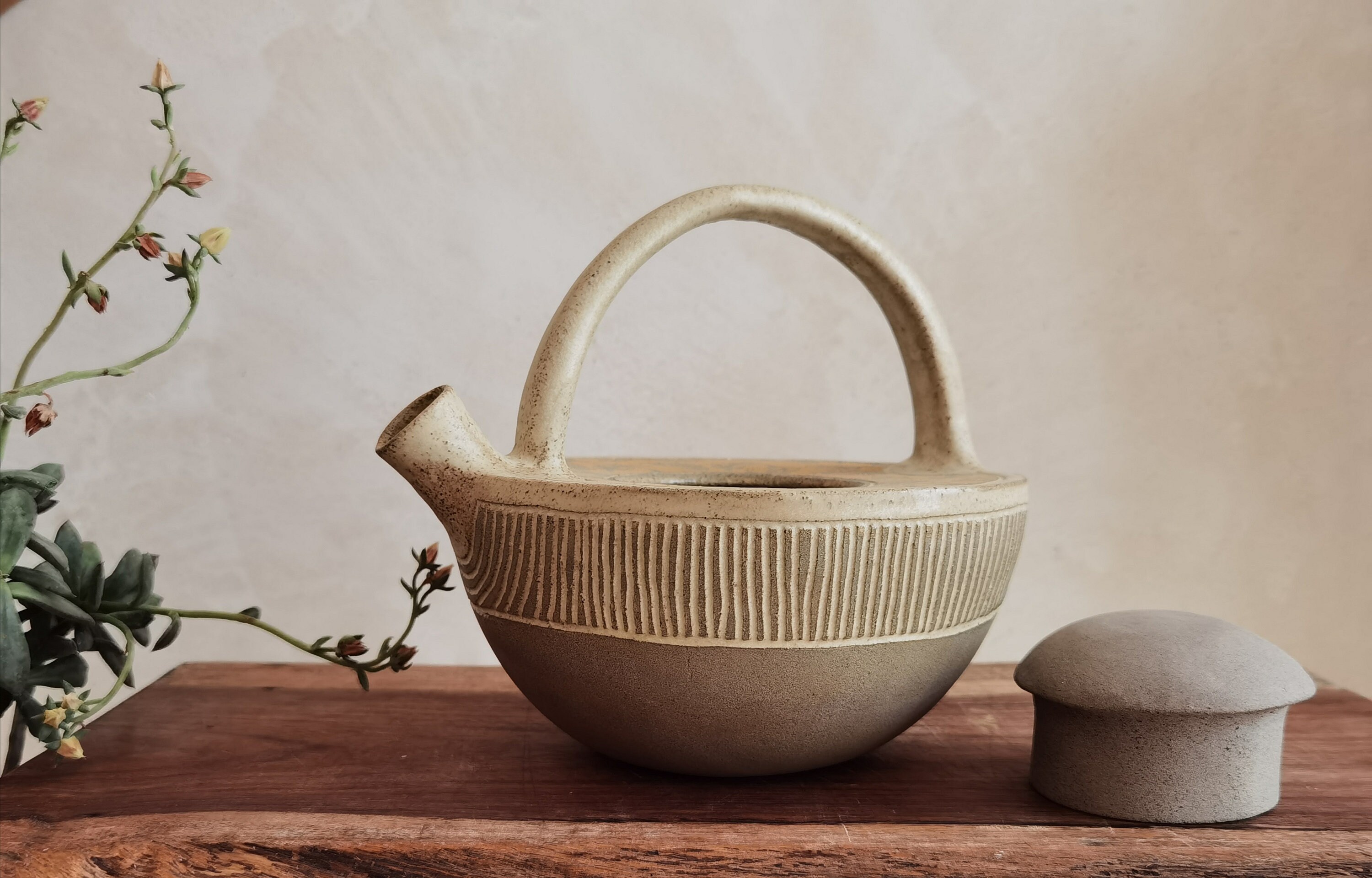 Light Brown Ceramic Teapot Set Handmade Tea Cups Set Teapot | Etsy