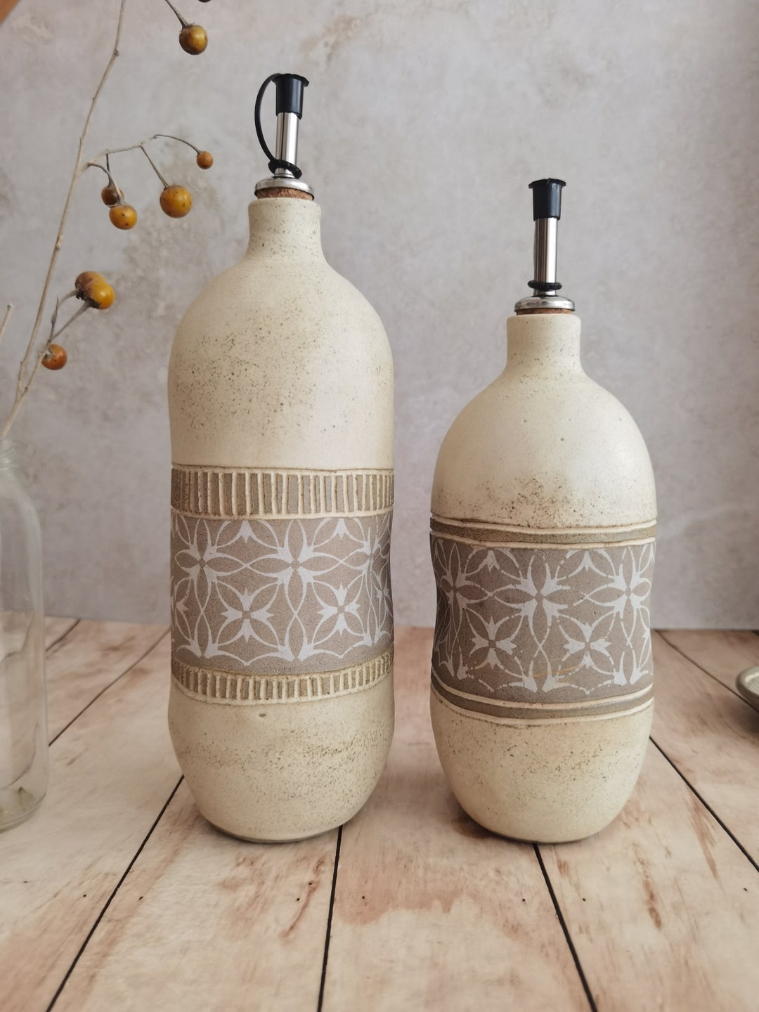 Ceramic Oil Bottle, Handmade Pottery, Rustic Oil Bottle, Olive Oil ...