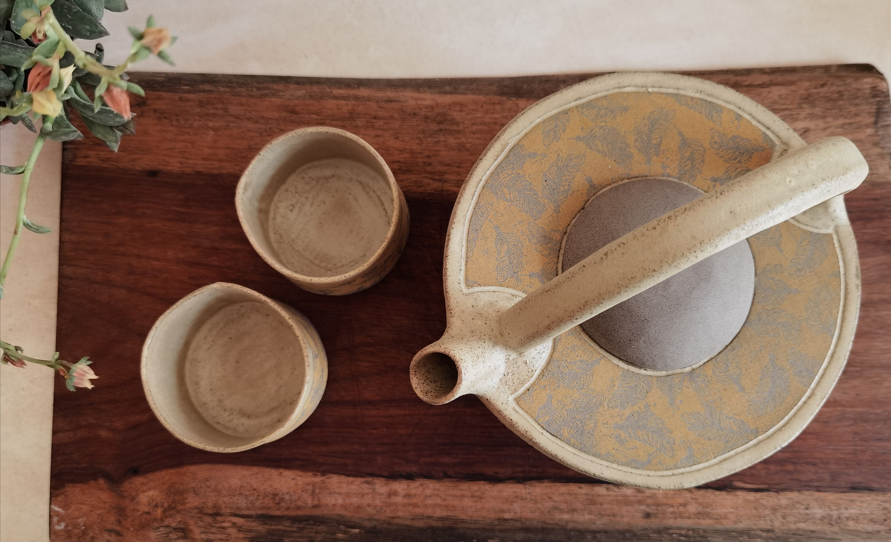 Light Brown Ceramic Teapot Set Handmade Tea Cups Set Teapot | Etsy