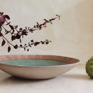 Large Wide Ceramic Bowl, Large Flat Bowl, Modern Ceramic Bowl, Pottery ...