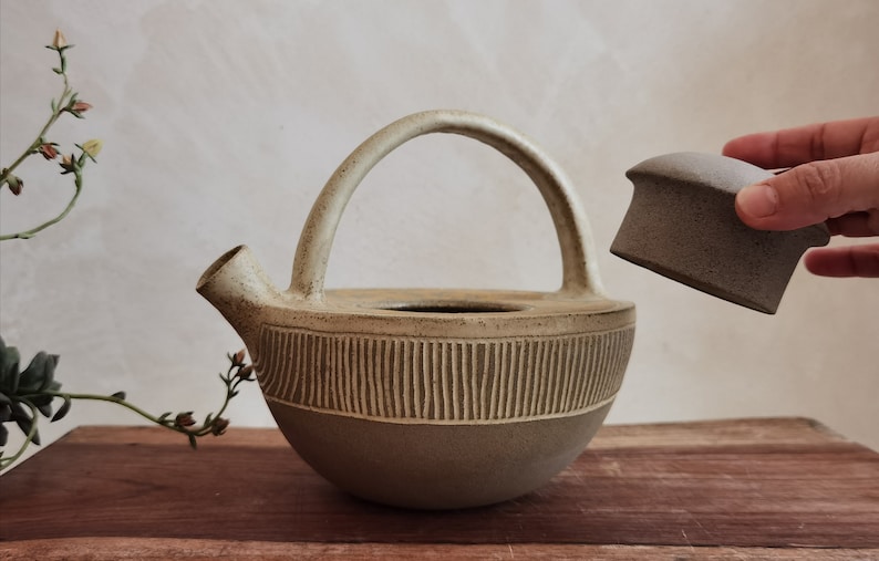 Light Brown Ceramic Teapot Set Handmade Tea Cups Set Teapot - Etsy