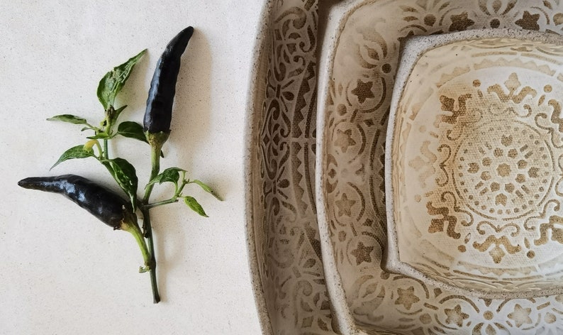 SET OF 3 Ceramic Serving Dish Pottery Serving Dish Handmade - Etsy