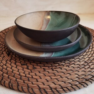 Ceramic Serving Dish Set, Modern Ceramic Dinnerware Set, Beige and ...