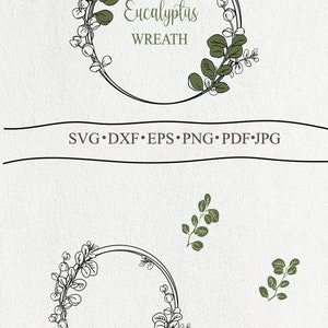 Eucalyptus Frame Svg Cut File Circle Floral Wreath Watercolor Frame Png ...