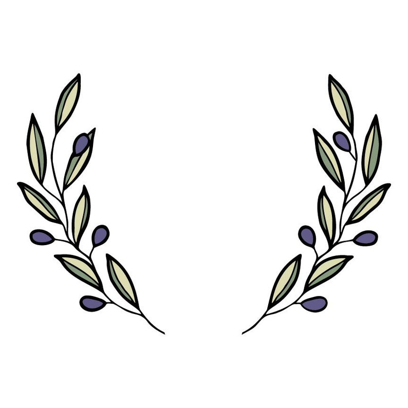 Foglie di ulivo, ramo cornice svg file per tagliare il verde cornice ...