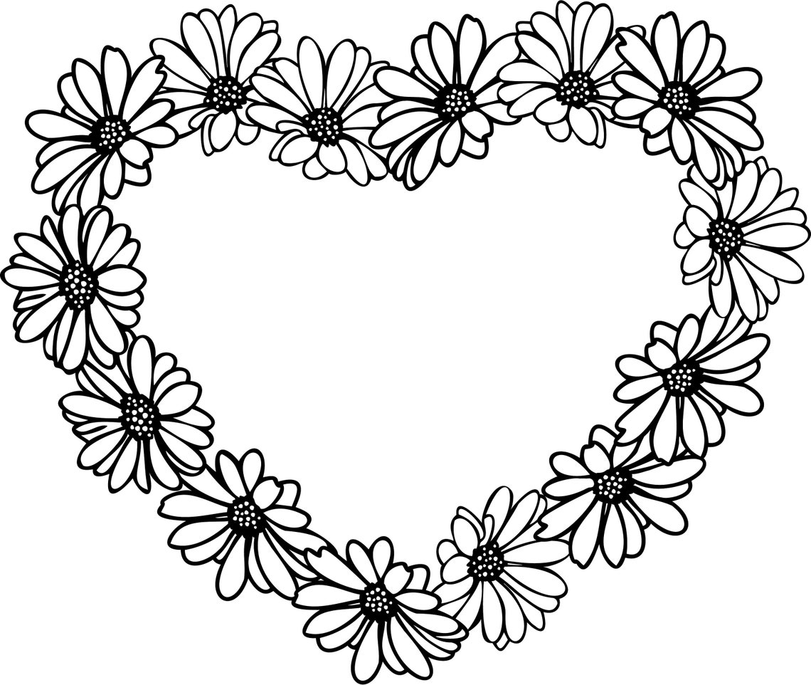 Daisy Heart's Frame Valentines Day Svg Floral Frame Png - Etsy