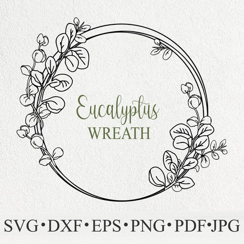 Eucalyptus Frame Svg Cut File Circle Floral Wreath Watercolor - Etsy