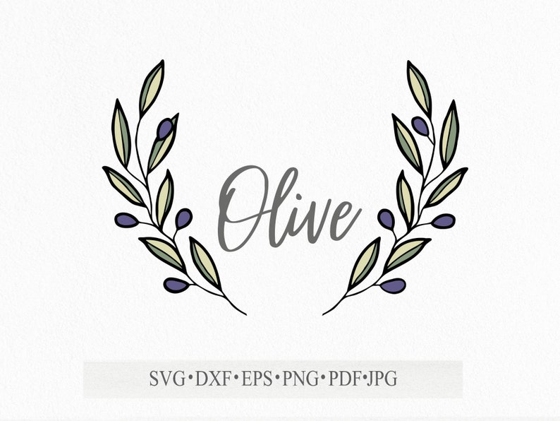 Foglie di ulivo, ramo cornice svg file per tagliare il verde cornice ...