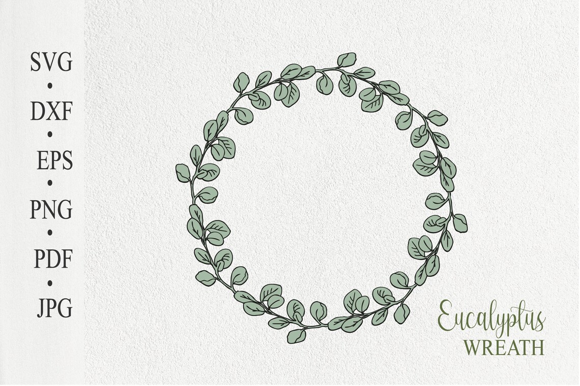 Eucalyptus Frame Svg Cut File Circle Floral Wreath Watercolor - Etsy
