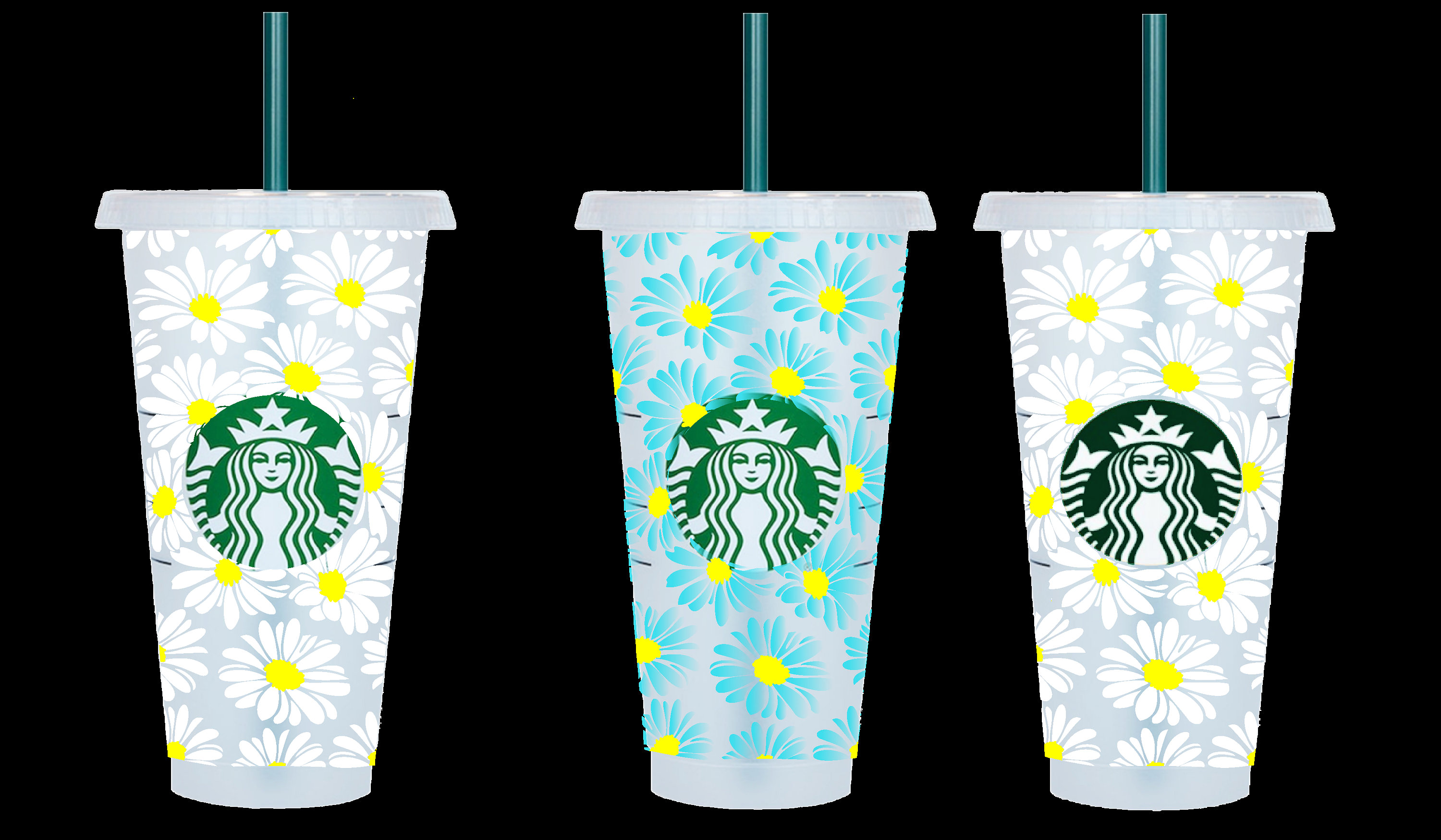 Daisy Wrap Svg for Starbucks Cup With Flower Wreath Frame Wrap 24 Oz ...