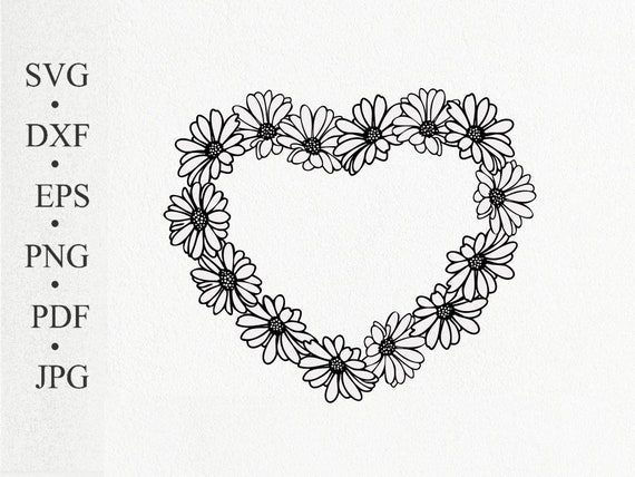 Daisy Heart's Frame Valentines Day Svg Floral Frame Png - Etsy