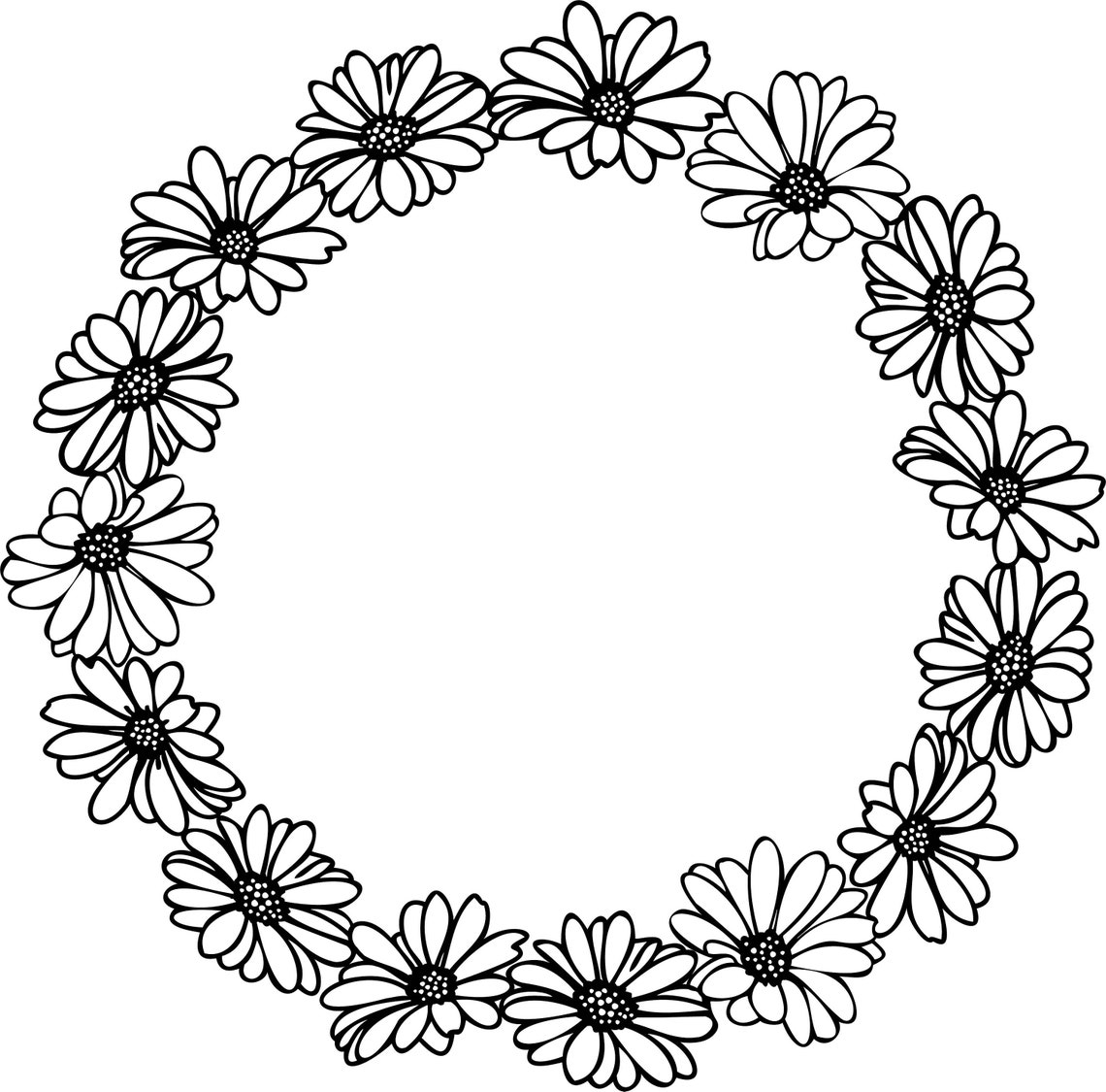 Daisy Frame Svg File for Cut Floral Frame Png 300 Dpi for Wedding or ...