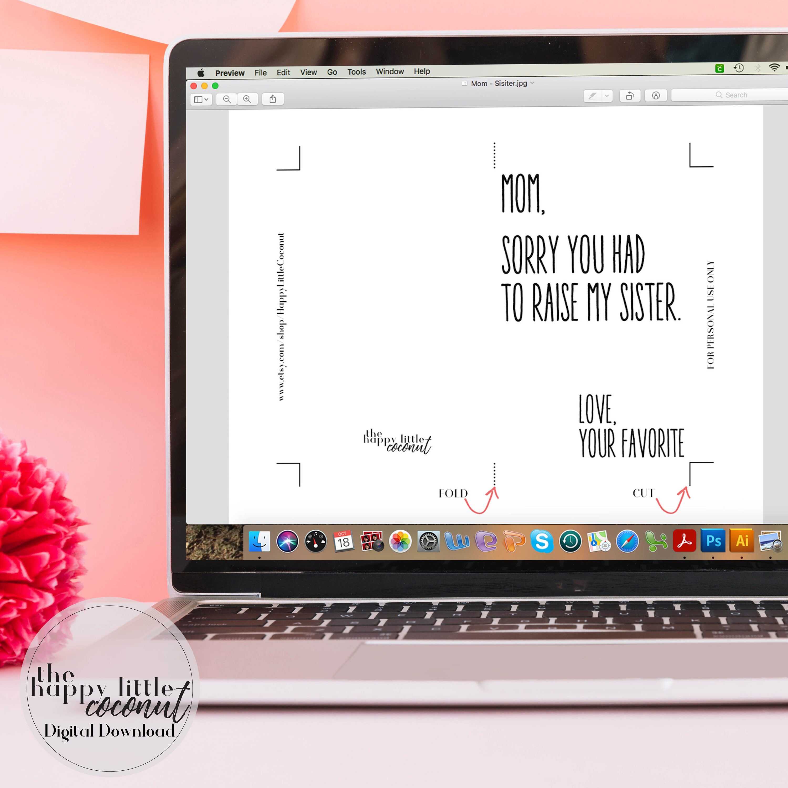 Mom Sorry About My Sister Printable Mom Birthday Card | Etsy