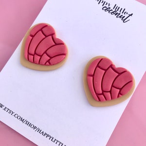 Heart Concha Earrings, Pan Dulce Earrings, Pink Concha, Brown Concha ...