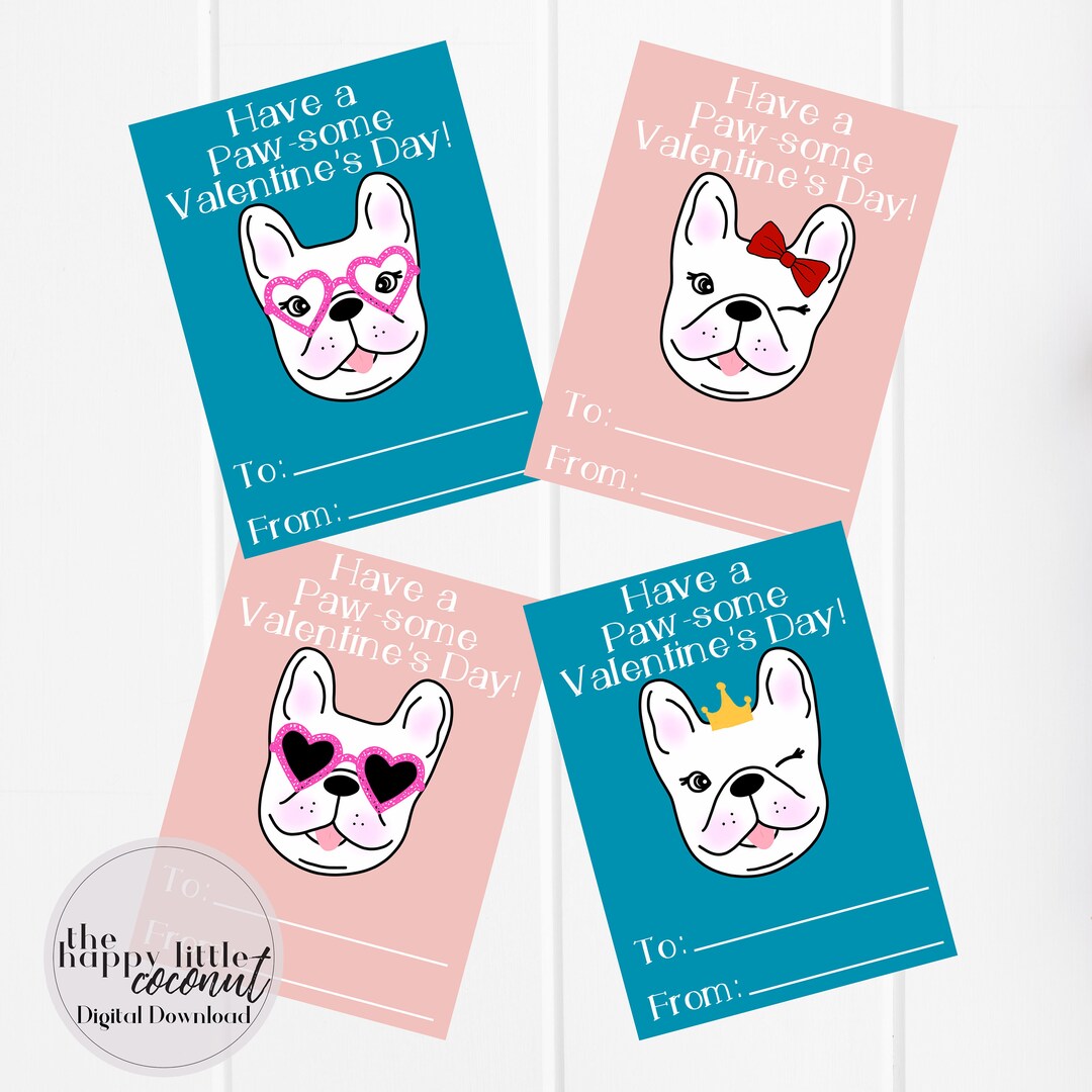 Dog Valentine's Day Cards for Kids Puppy Valentine Card Children French ...