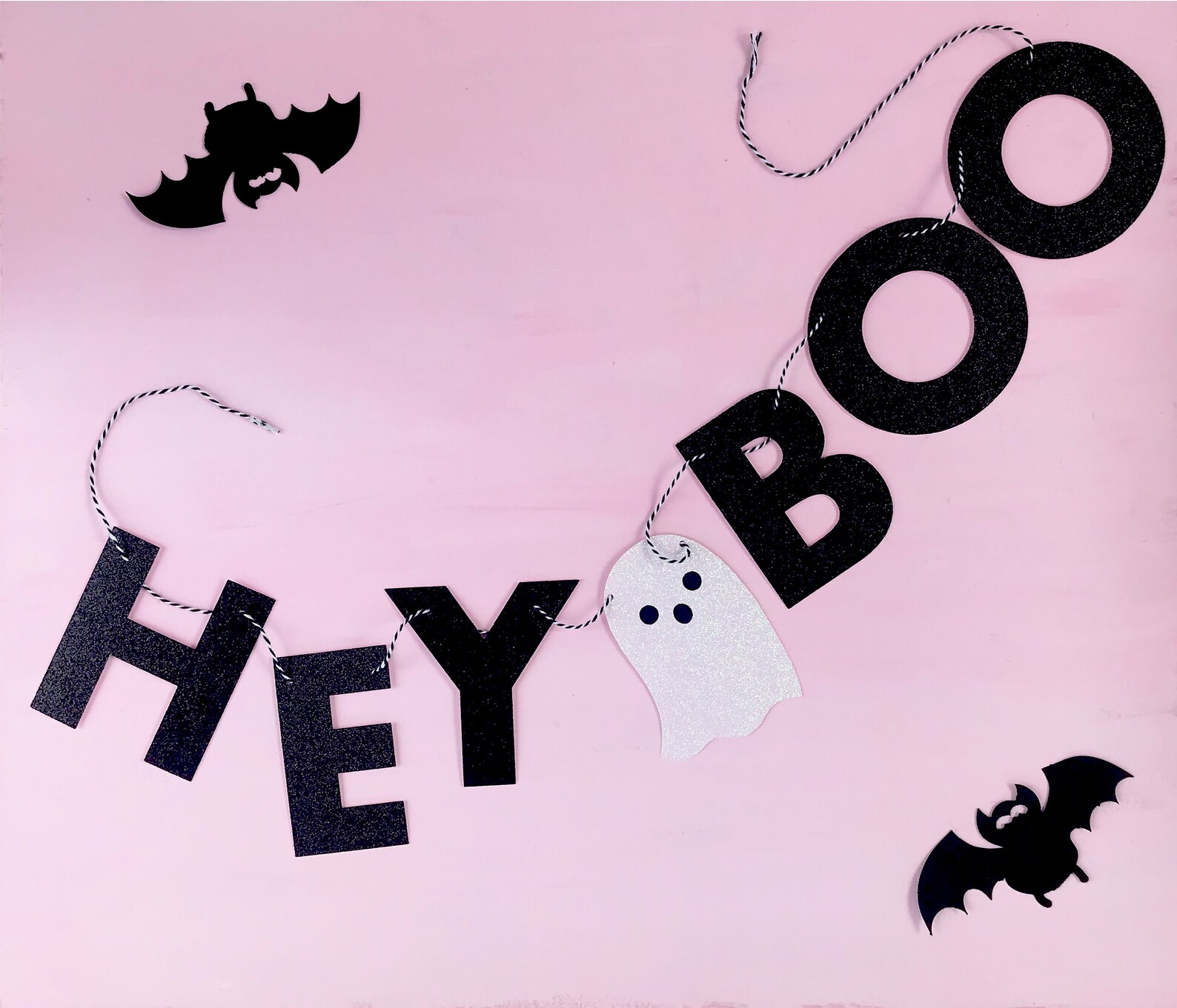 Hey Boo Banner Halloween Glitter Garland Halloween Banner - Etsy