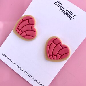 Heart Concha Earrings, Pan Dulce Earrings, Pink Concha, Brown Concha ...