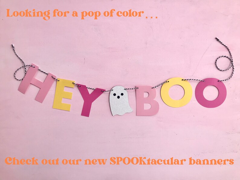 Hey Boo Banner Halloween Glitter Garland Halloween Banner - Etsy