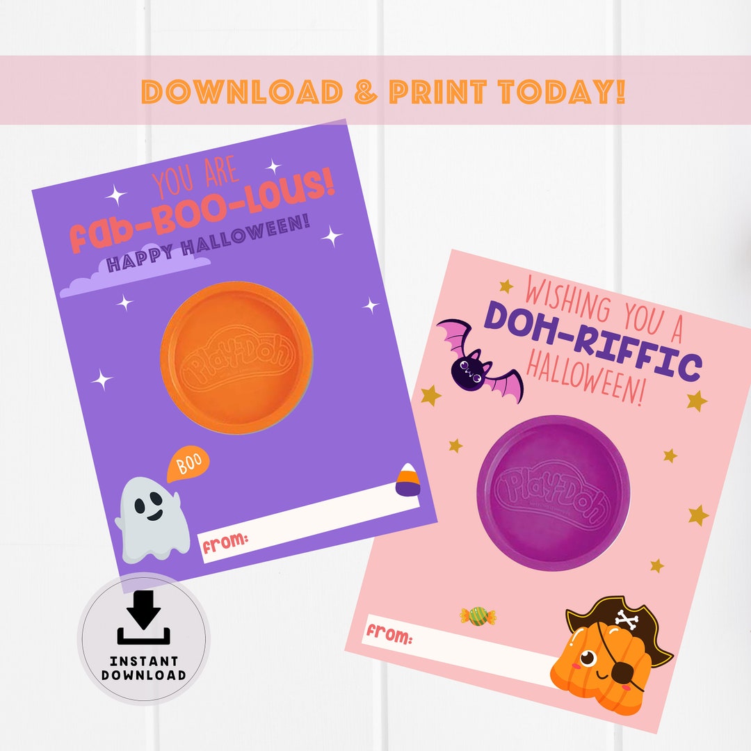 Halloween Playdoh Favors Printable Halloween Play Dough Cards Halloween ...