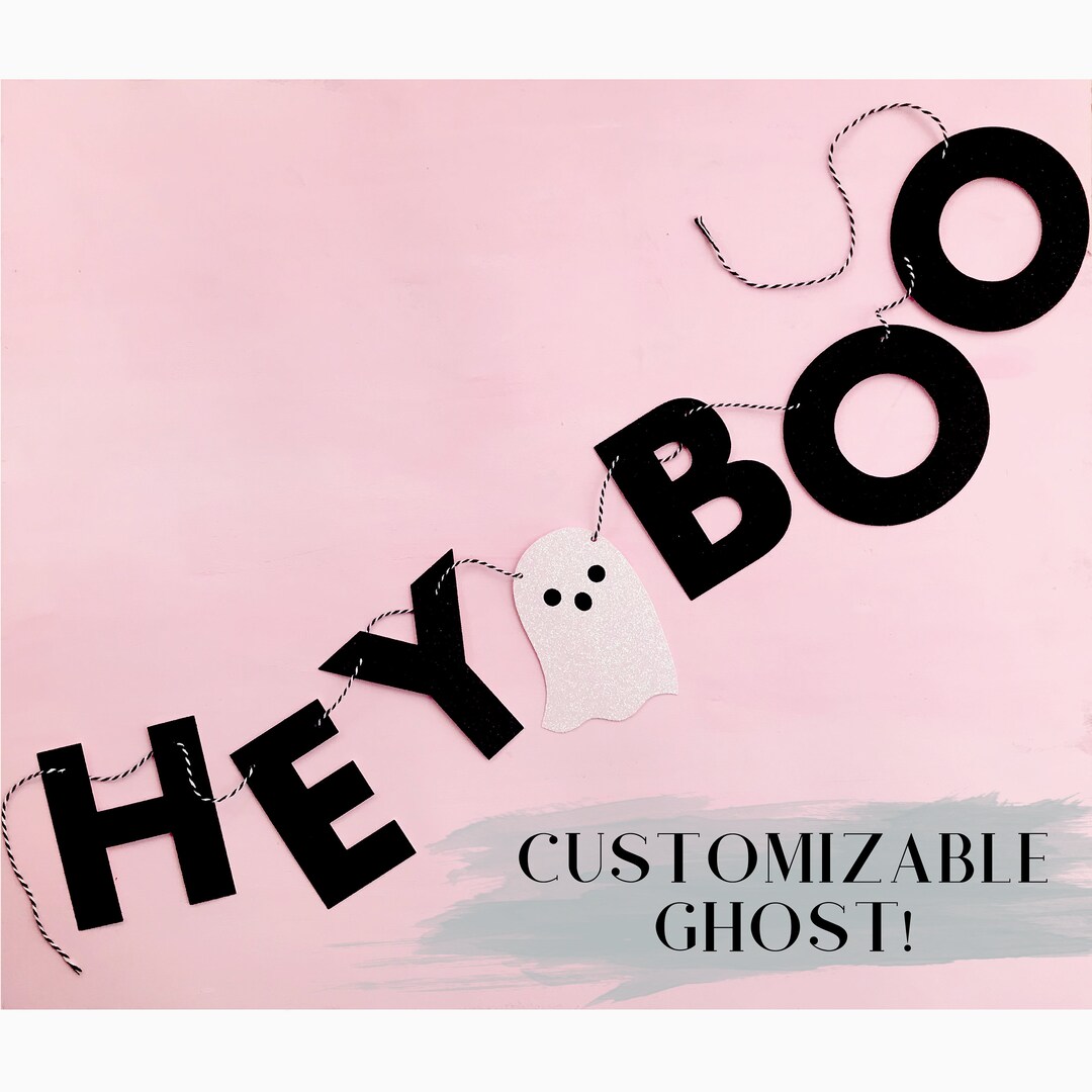 Hey Boo Banner, Halloween Glitter Garland, Halloween Banner, Halloween ...