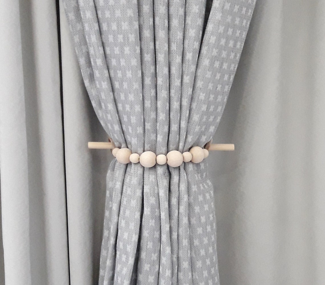 Wooden Curtain Tie Back for Large Curtains . Jute Rope Curtain | Etsy