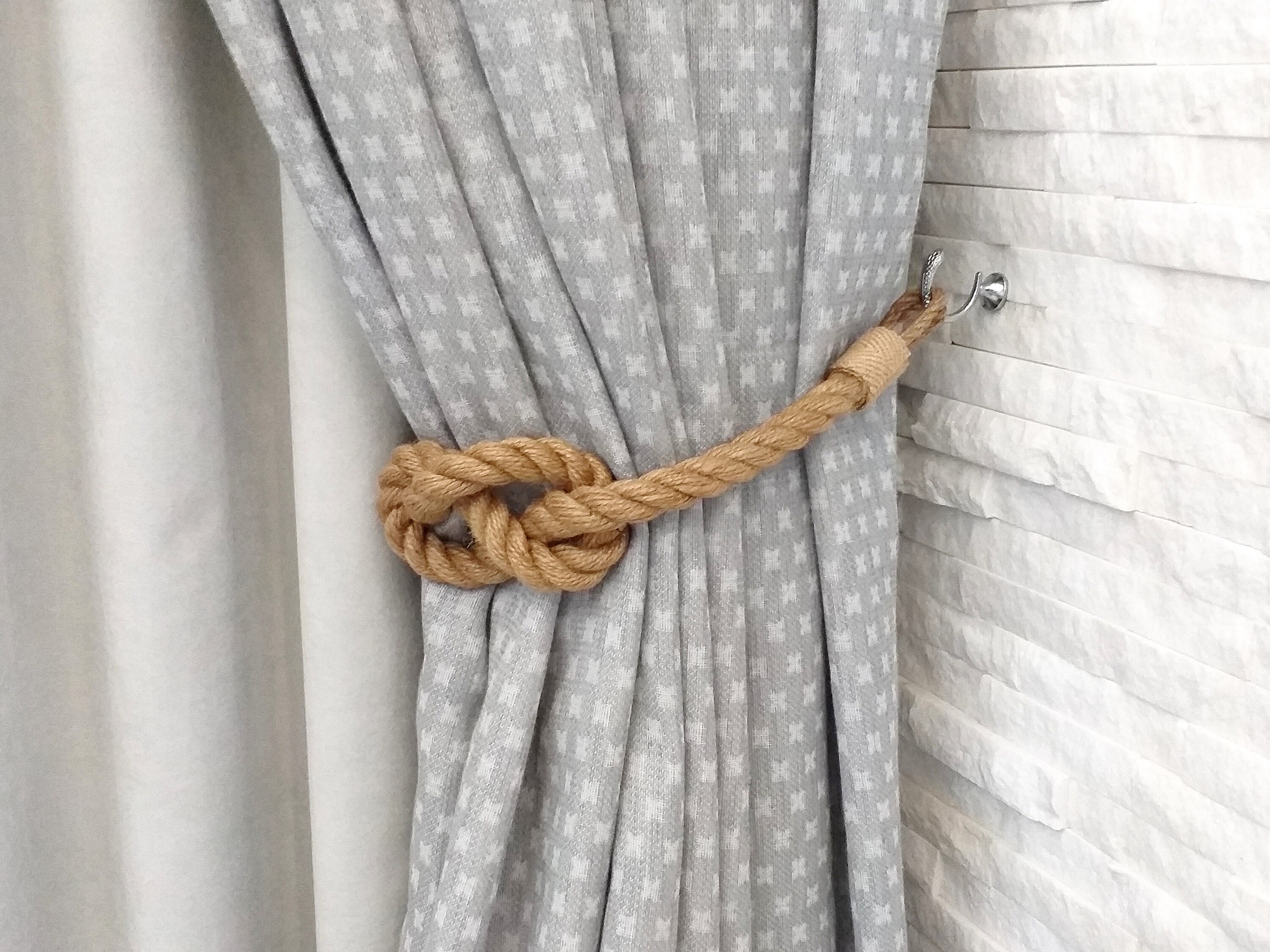 Jute Curtain Tie-back. Nautical Style. Natural Jute Rope. | Etsy