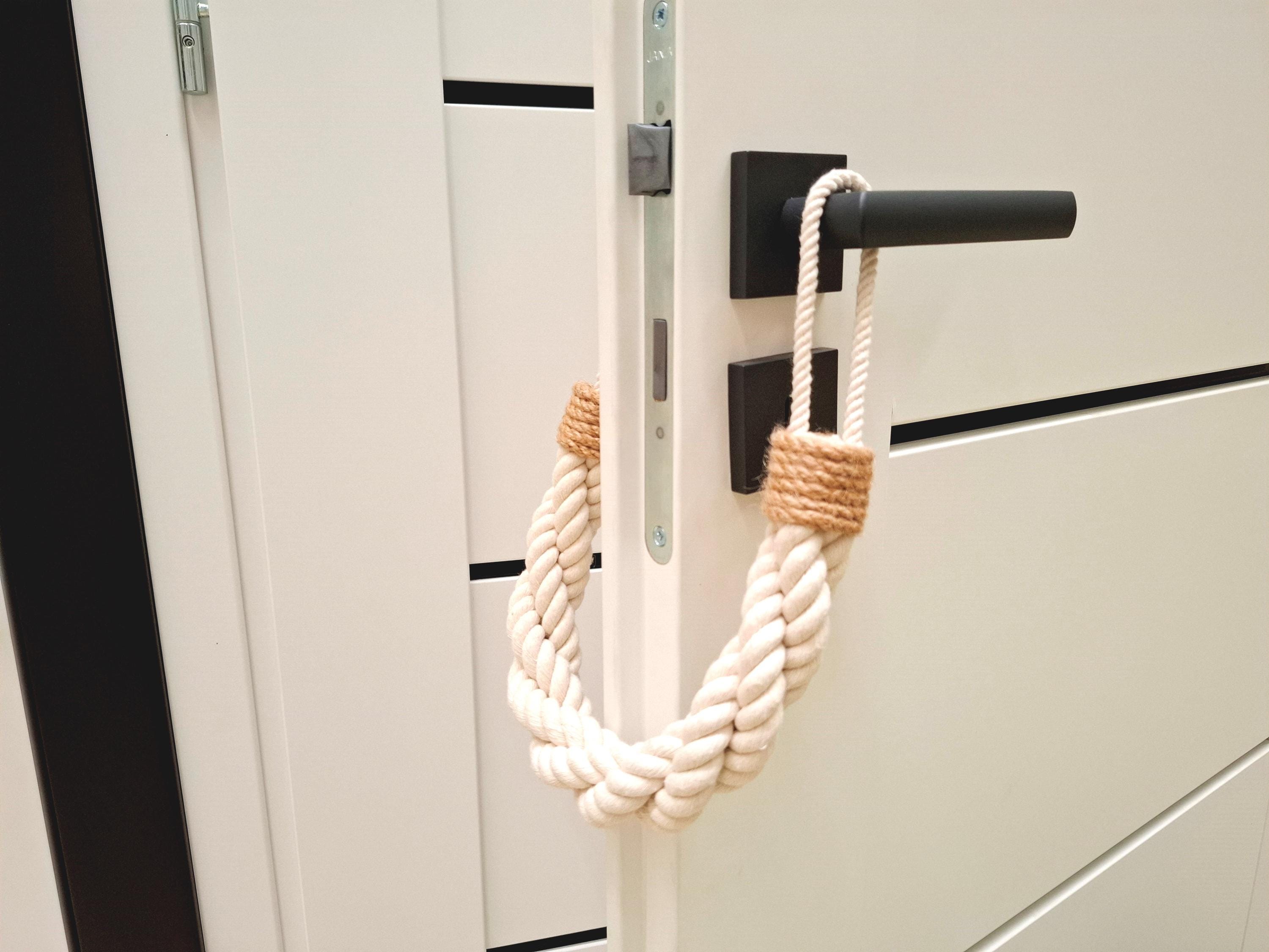 White Cotton Rope Door Stopper - Twisted Three Ropes With Jute Decor ...