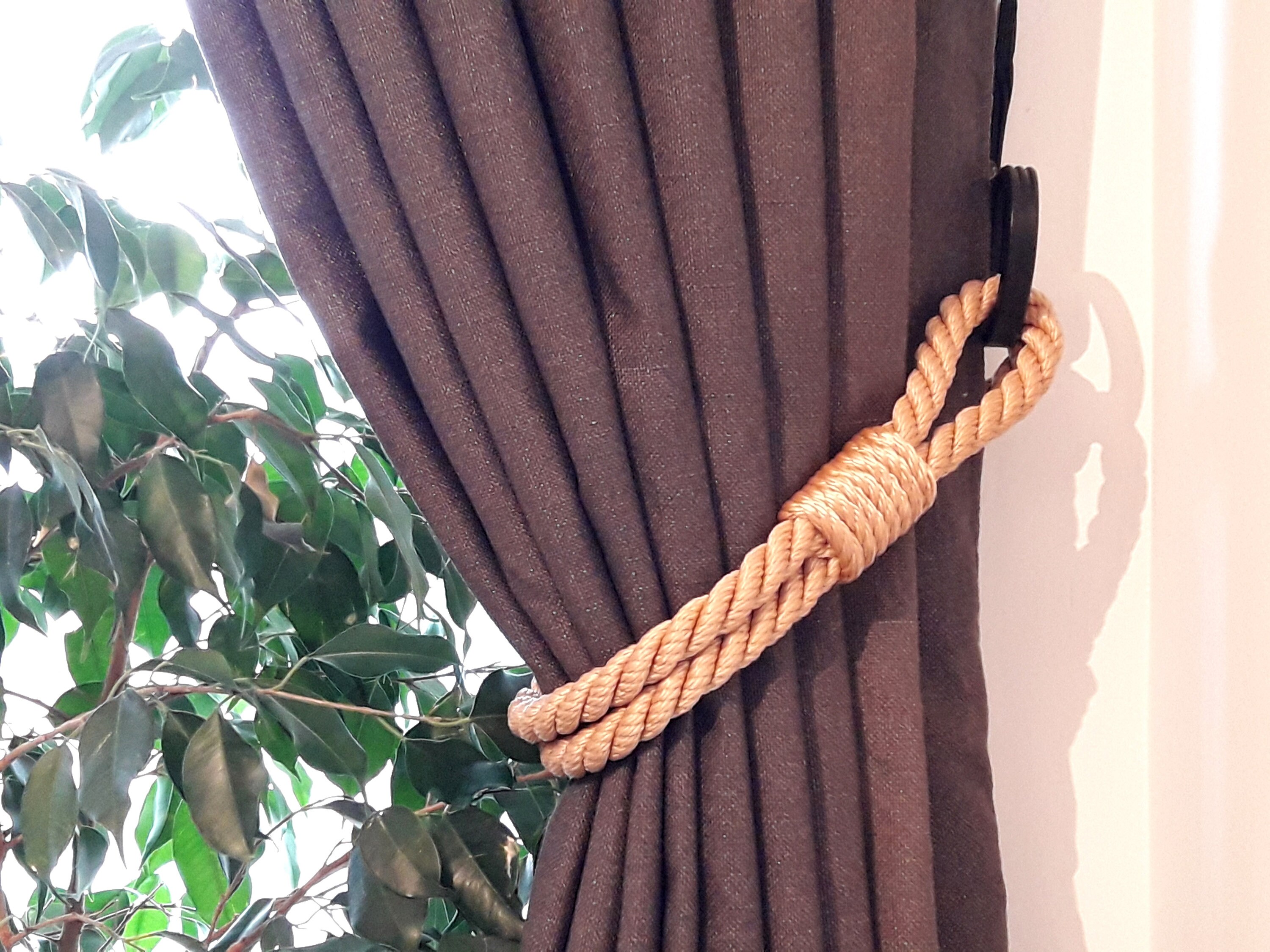 Golden Curtain TieBack. Holdback Synthetic Rope. Nautical | Etsy