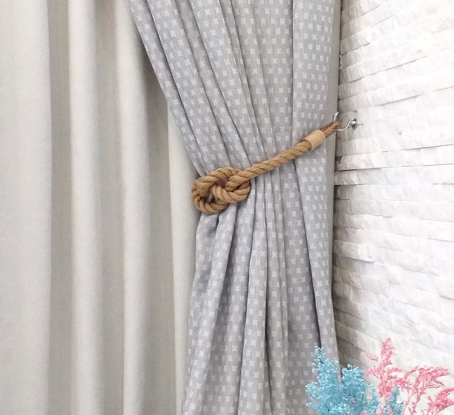 Jute Curtain Tie-back. Nautical Style. Natural Jute Rope. | Etsy