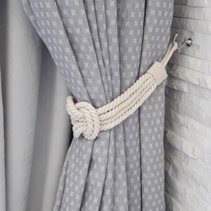 Curtain Tie-back. Double Square Knot . White Coton Rope. - Etsy