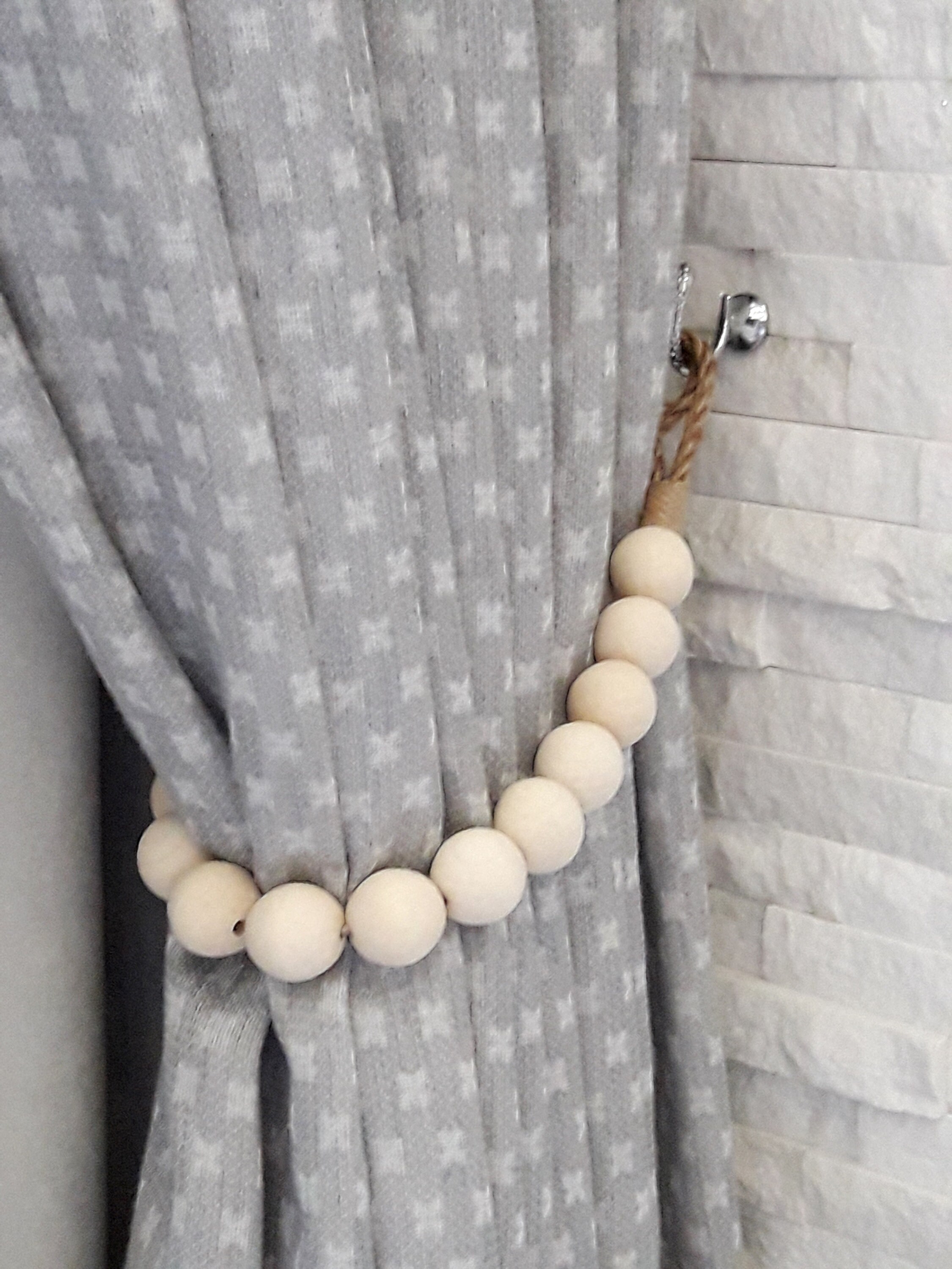 Curtain Tie Backs. Jute Rope Curtain Tiebacks . Round Wooden | Etsy