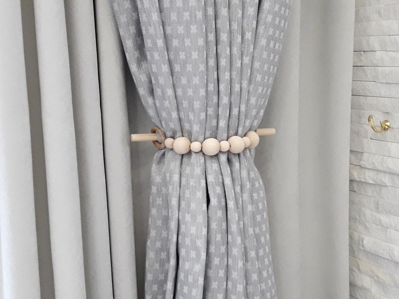 Wooden Curtain Tie Back for Large Curtains . Jute Rope Curtain | Etsy