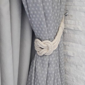 Curtain Tie-back. Double Square Knot . White Coton Rope. - Etsy