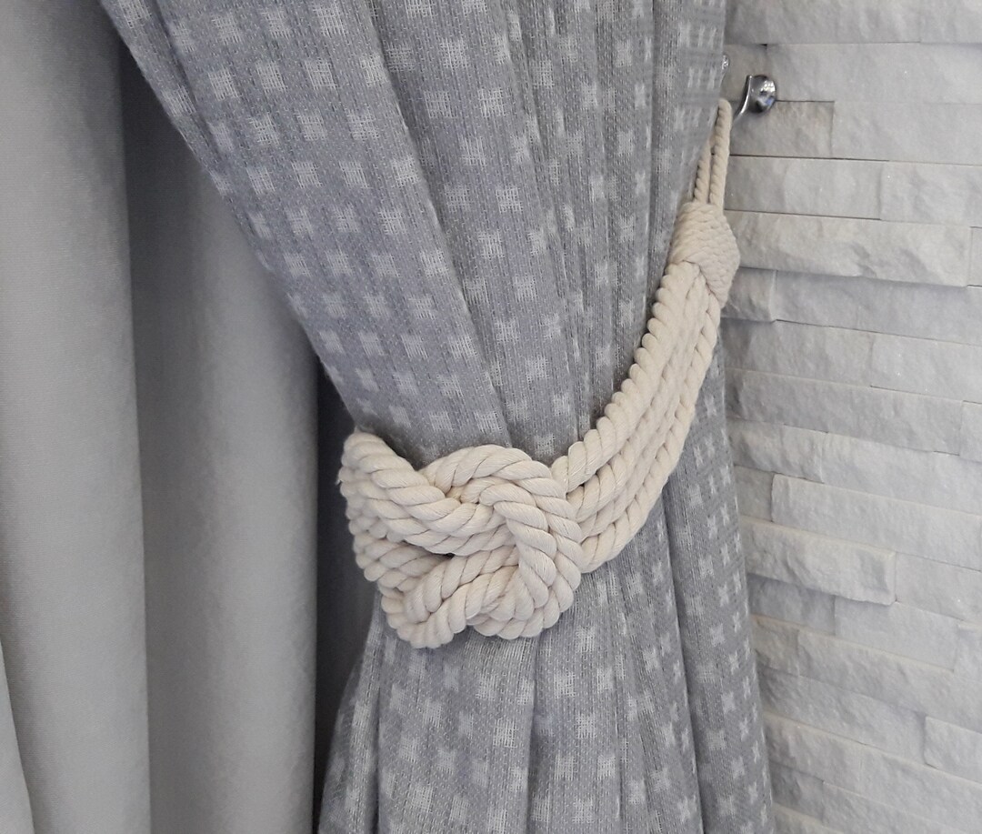 Curtain Tie-back. Double Square Knot . White Coton Rope. - Etsy