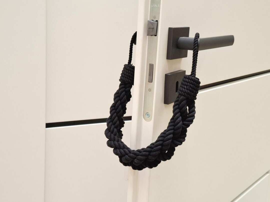 Black Cotton Rope Door Stopper: Protective Door Holder - Etsy