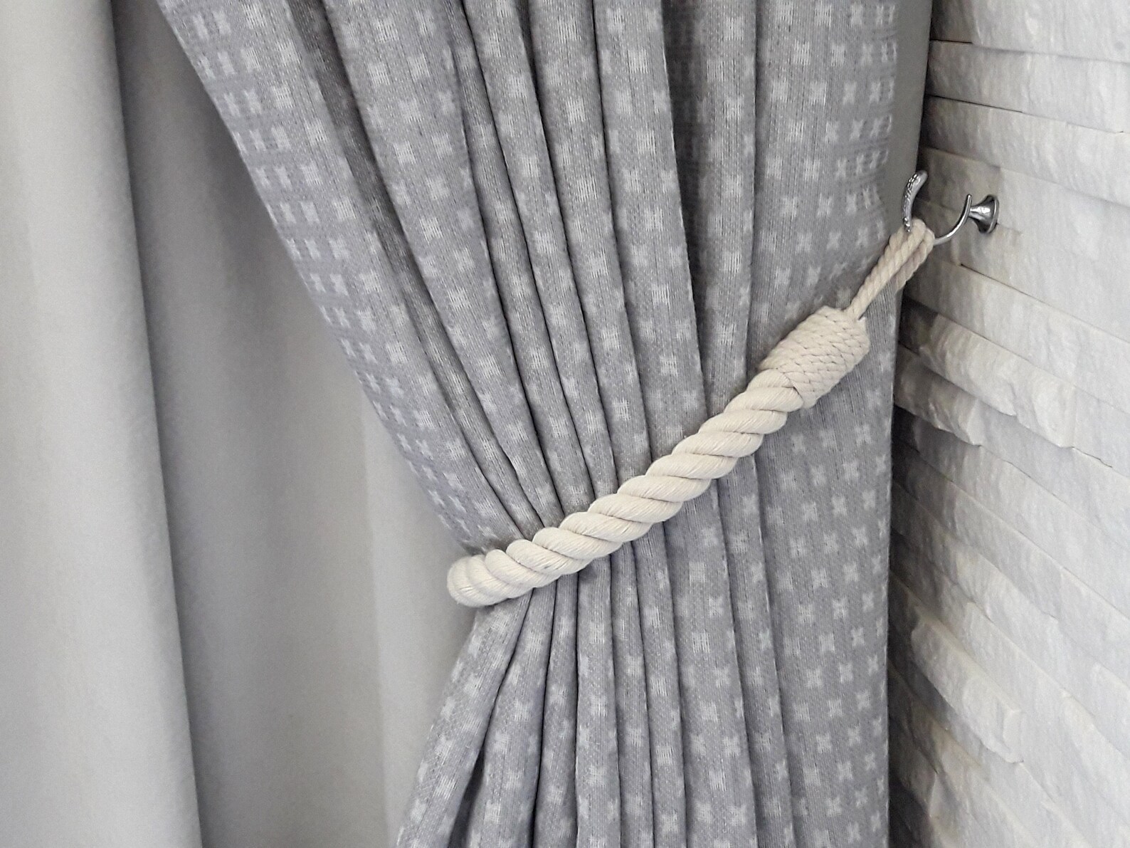 White Cotton Rope Curtain Tieback. Nautical Decor. Thick Tie - Etsy