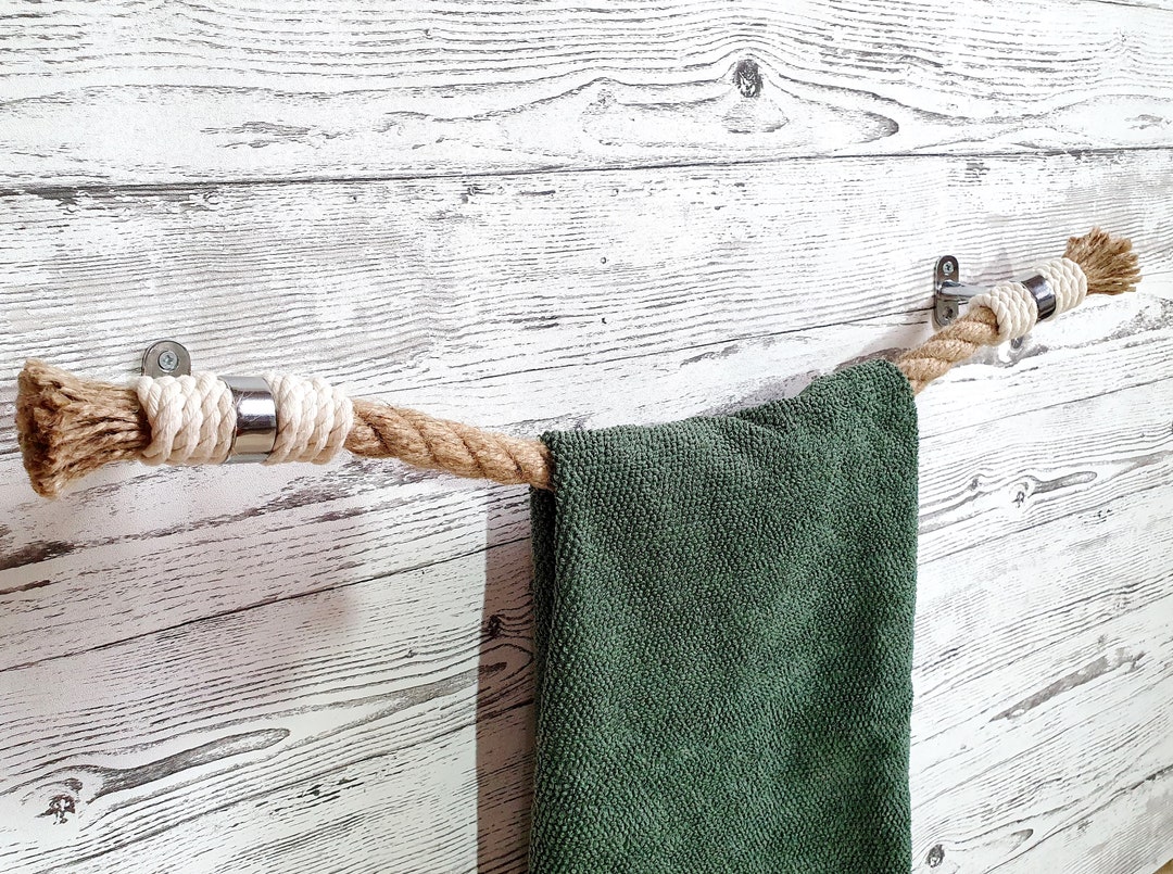 Jute Rope Towel Holder Decor for Bathroom or Kitchen Bath Towel Holder ...