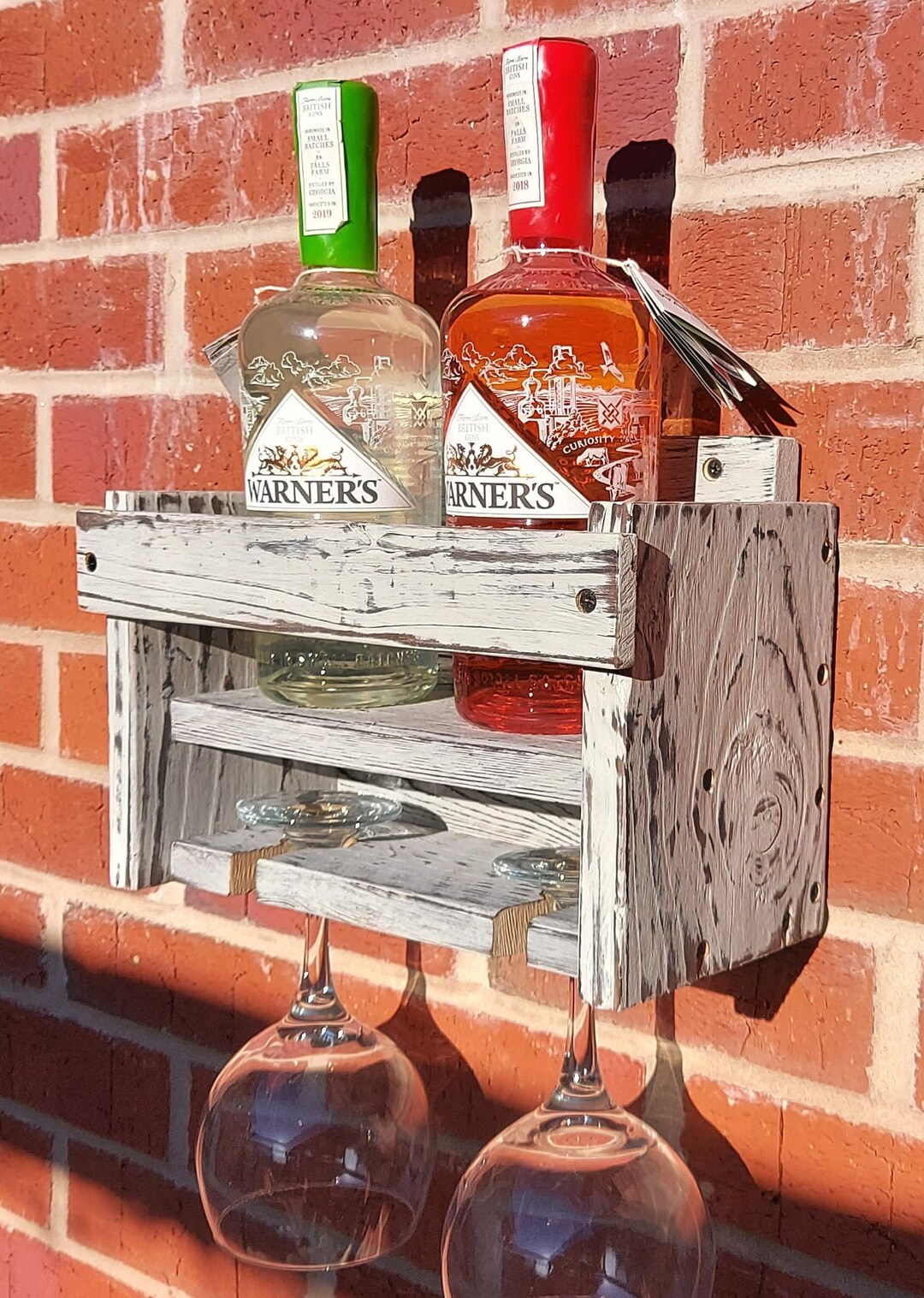 Gin Shelf Gin Bottle & Glass Rack Small Reclaimed Timber - Etsy.de