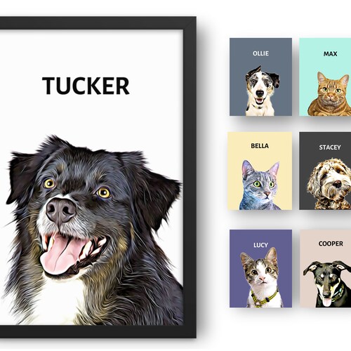 Custom Pet Portrait Custom Dog Portrait Christmas Gift Pet - Etsy