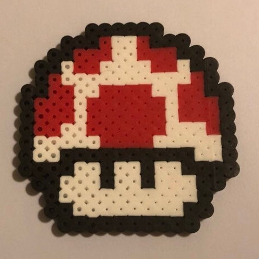 Nintendo Perler Bead 8-bit Pixel Art of a Super Mushroom From Super ...