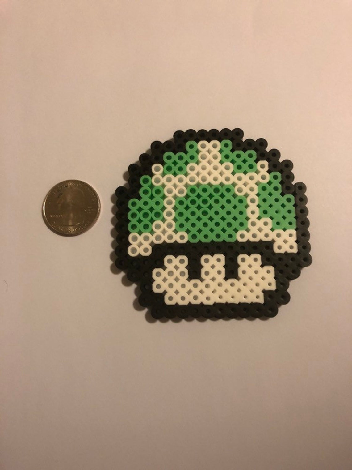 Nintendo Perler Bead 8-bit Pixel Art of a 1-up Mushroom From Super ...