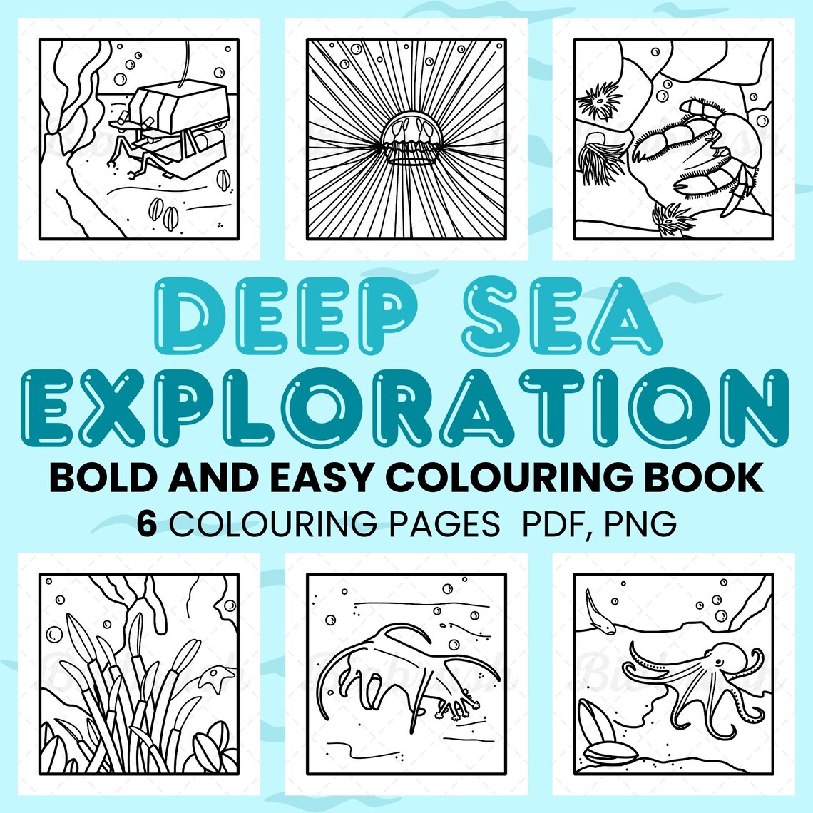 Deep Sea Exploration Colouring Book | Bold Easy Colouring Pages Ocean ...