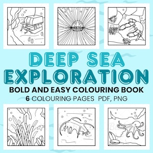 Deep Sea Exploration Colouring Book | Bold Easy Colouring Pages Ocean ...