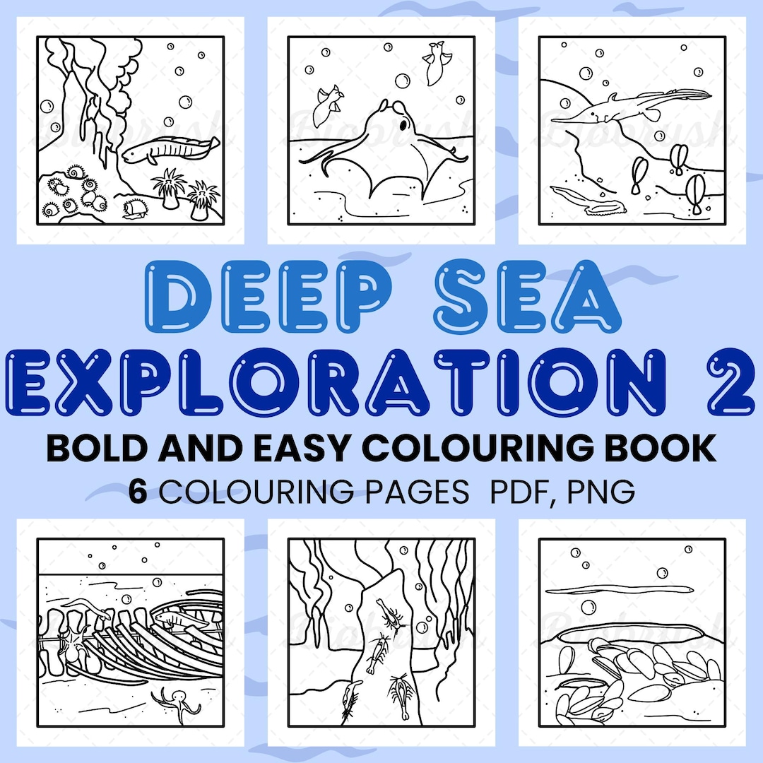 Deep Sea Exploration 2 Colouring Book | Bold Easy Colouring Pages Ocean ...