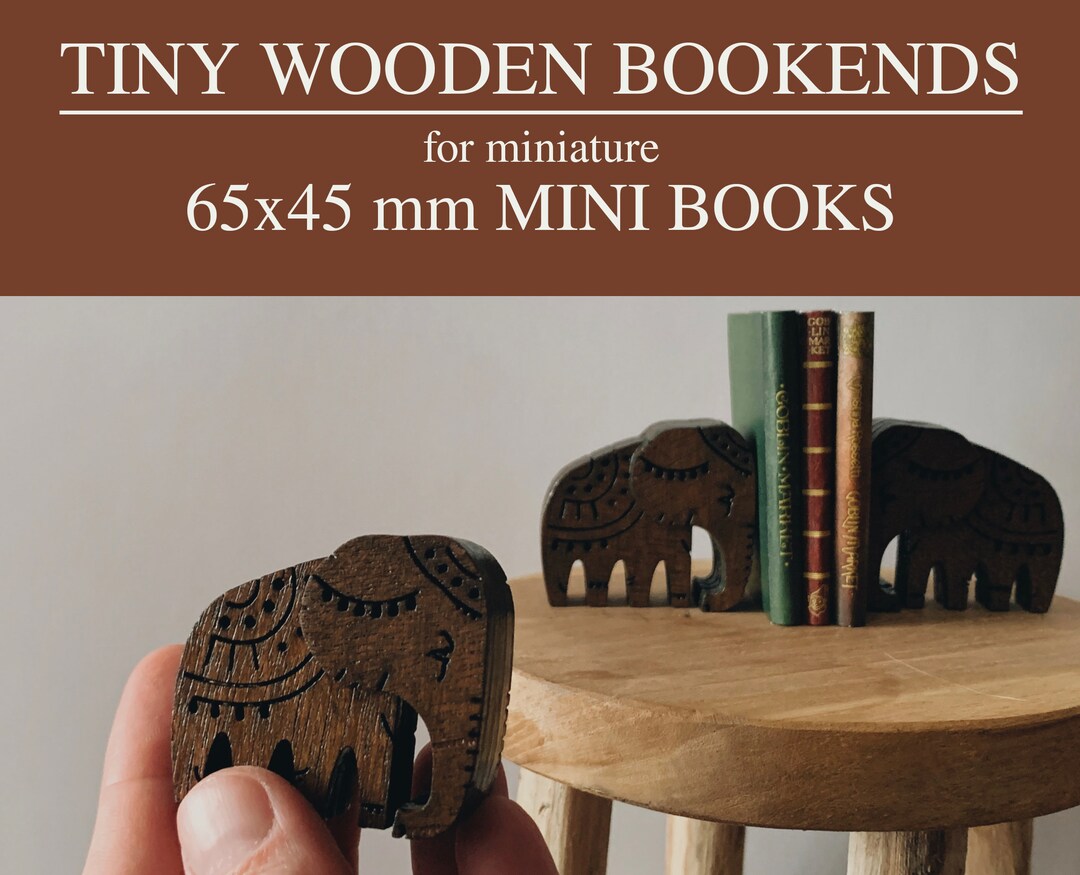 Tiny Wooden Bookends for Mini Books, Dollhouse Miniature Props, 1/3 BJD ...